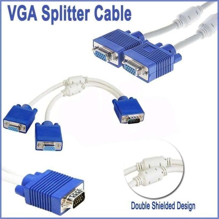 VGA Y Cable (1 Male VGA to 2 Female VGA Ports) - VGA Splitter Cable ...