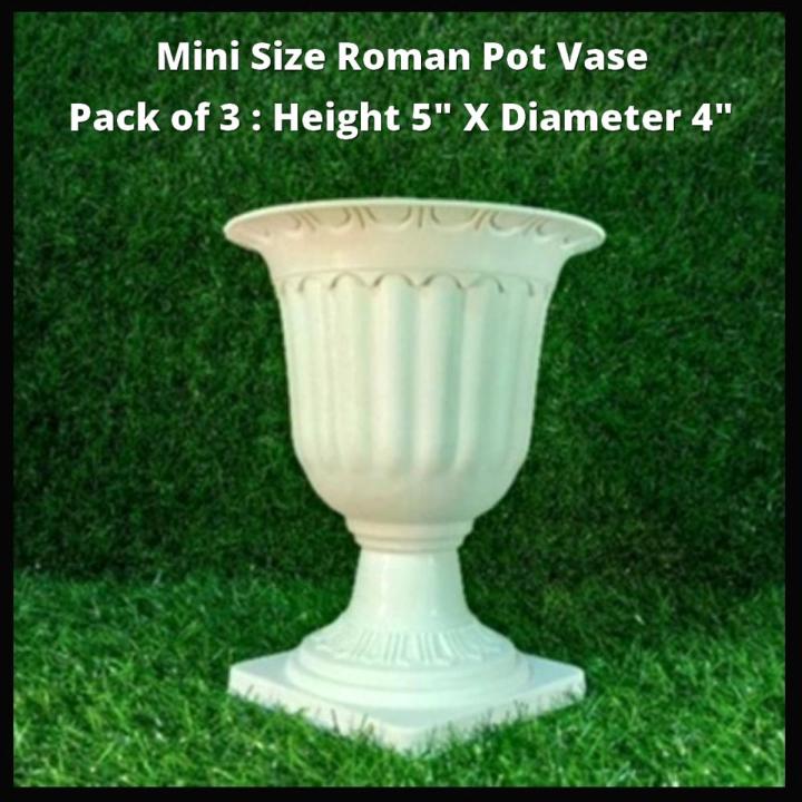 Pack Of 3 Mini Size Roman Pots Vase For Plants And Flower Growing Size ...