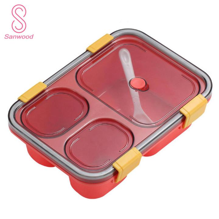 Lunch Case Scentless Japanese Style 4 Grids Microwavable Bento Box ...