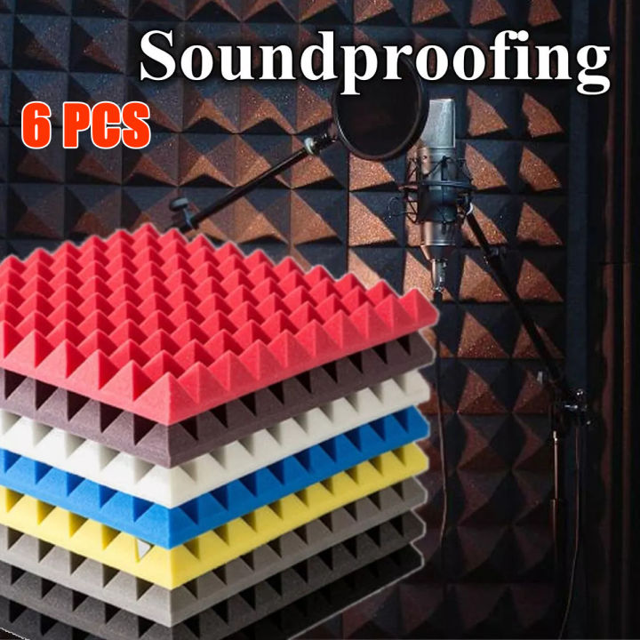 Durable 6 X Acoustic Panels Tiles Studio Soundproofing Insulation ...