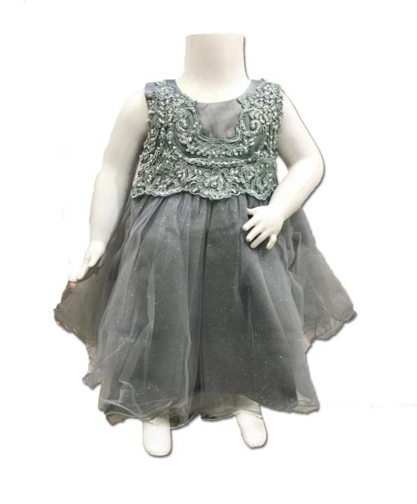 Grey Net Frock For Girls | Daraz.pk