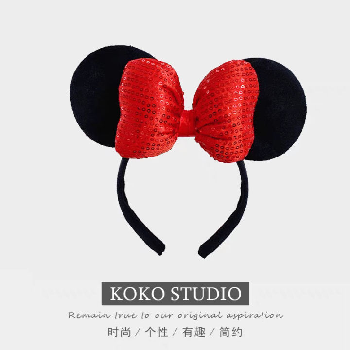 Minnie Mouse bow headband kids headdress amusement park cute cartoon ...
