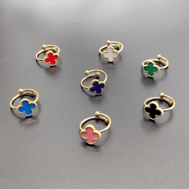 Lucky Clover Adjustable Opening Ring 18K Gold Fashion Simple Versatile ...