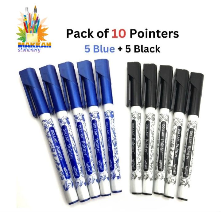 Dollar Pointer Wow Blue & Black Colors - Pack of 10 Pcs 0.3mm Fineliner - Available In Makkah ...
