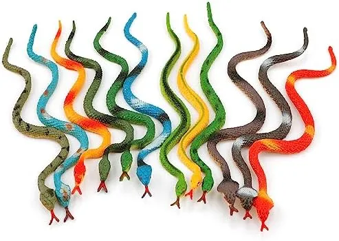 6 Different Colour Assorted Rubber Toy Snake Soft Flexible Realistic ...