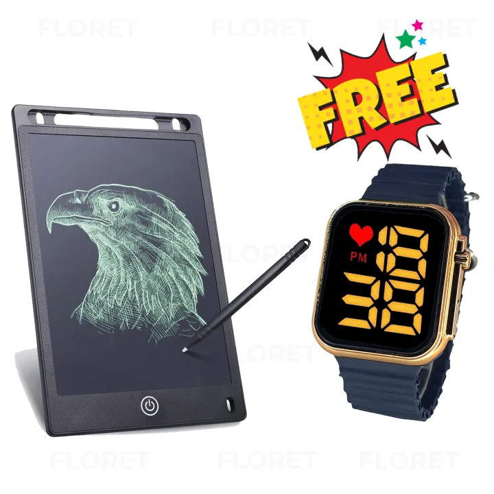 Free LED Ultra Watch with LCD Writing Tablet For Kids 8.5 Inch Tablet ...