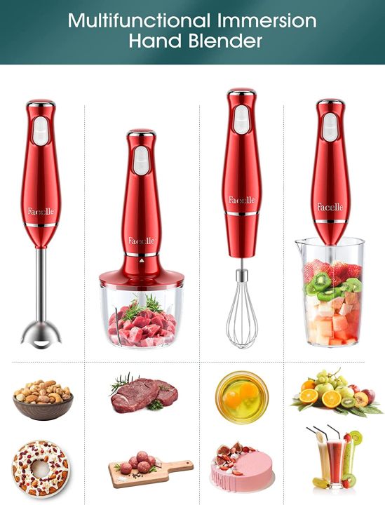 Hand Blender 1000W, Facelle 4-In-1 Immersion Hand Held Blender, Stick ...