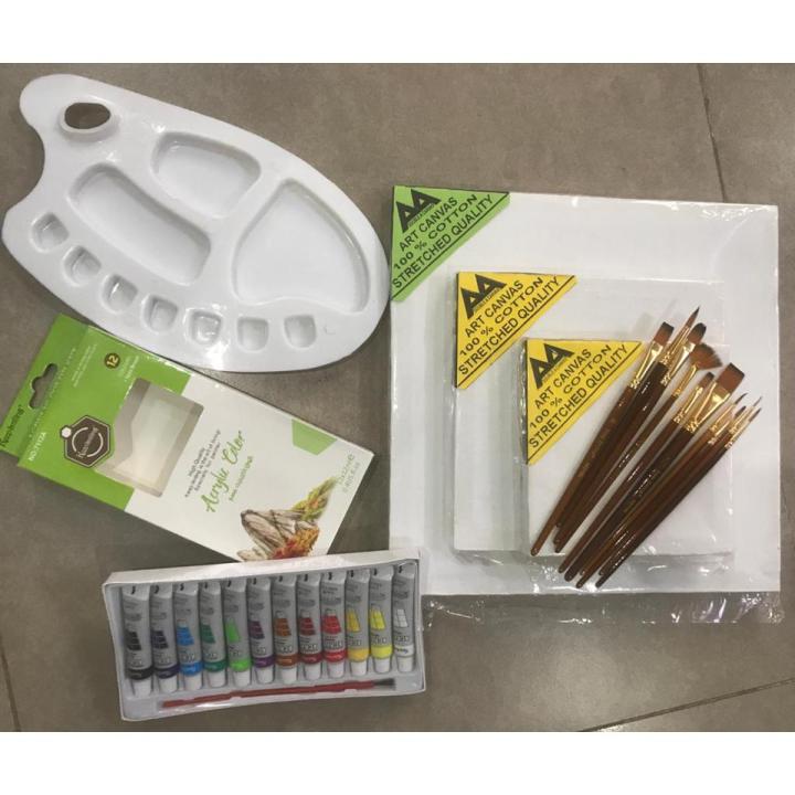 15 Pcs/Set Value Pack For Artist - Canvases, Acrylic Paints, Multi ...