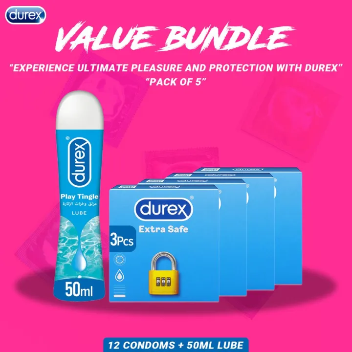 Durex Pack of 5 - Durex Play Tingle Lube 50ml + Durex Condoms Extra ...