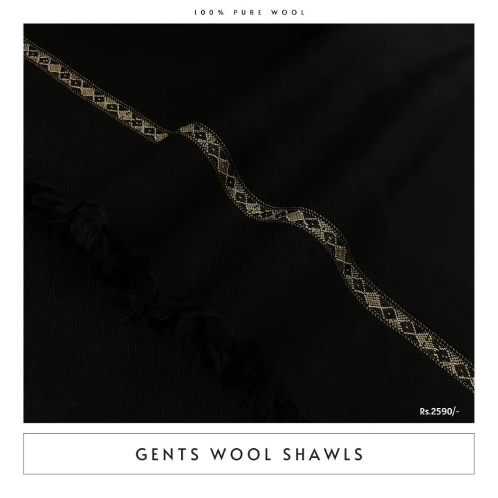 Mens Pure Black Pure Woolend Shawls’s Only Black Colour USMAN PAKISTAN | Daraz.pk