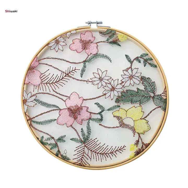 2x Wooden Round Embroidery Hoops Adjustable Bamboo Circle Hoop for ...