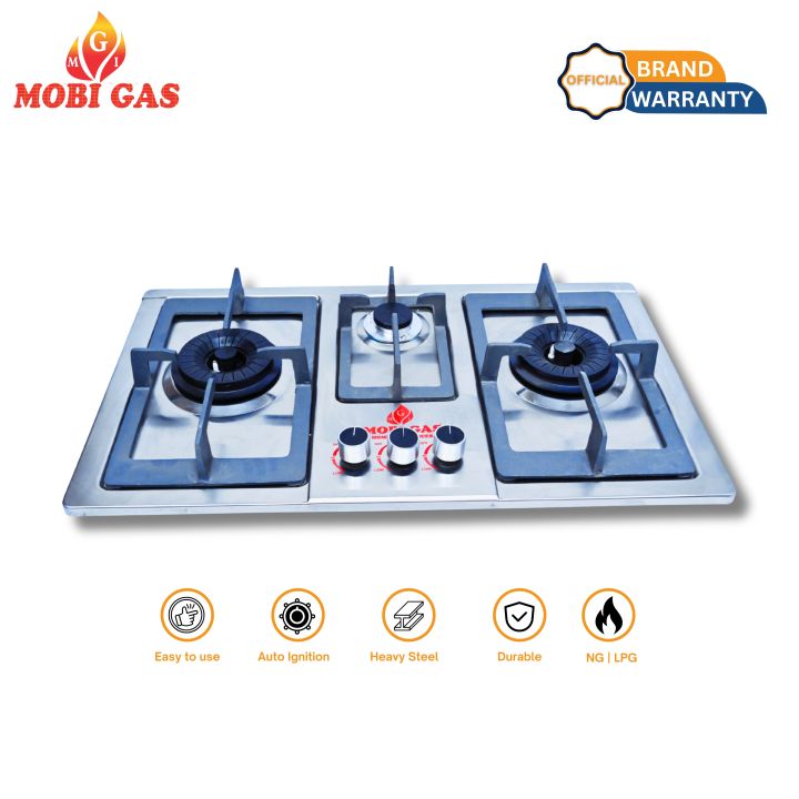MobiGas MM315 Built-in Gas Hob – 3-Burner | Heavy Steel Body | Heavy ...