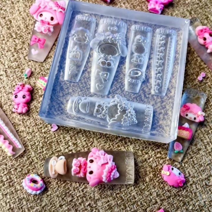 Cartoon Bow Sanrio My Melody 3D Silicone Nail Mold DIY Nail Art ...