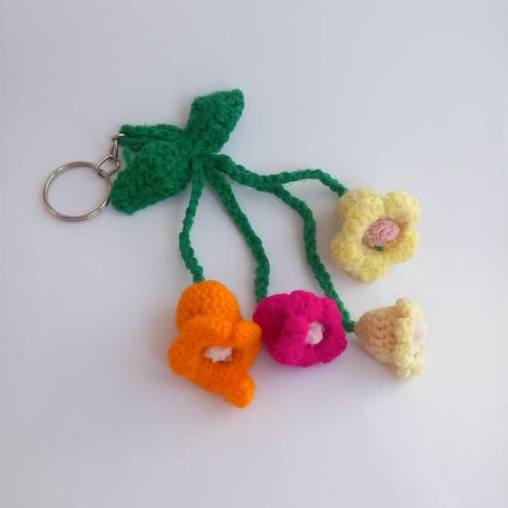 Handmade Crochet Bell Flower Keychain – Cute Hanging Floral Accessory ...
