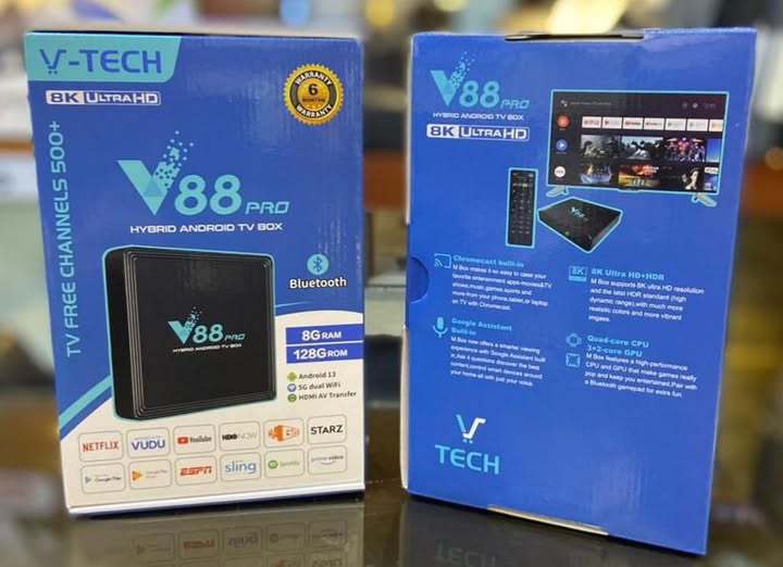 V Tech V88 Pro Android Box for LED TV – 8GB RAM 128GB Storage, 4K UHD ...