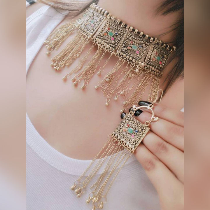 Traditional Choker Necklace And Earrings Set Handmade Antique Shape ...