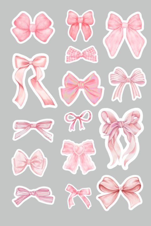 Pink Bow Aesthetic Stickers for Girls – Waterproof PVC Sticker Sheet ...