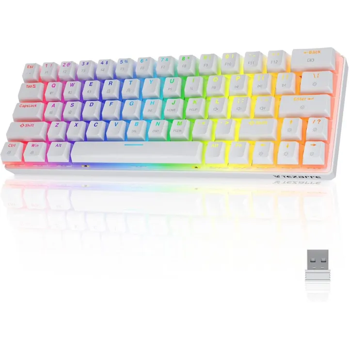 Tezarre TK63 Pro RGB Wireless 60% Mechanical Gaming Keyboard - Vibrant ...