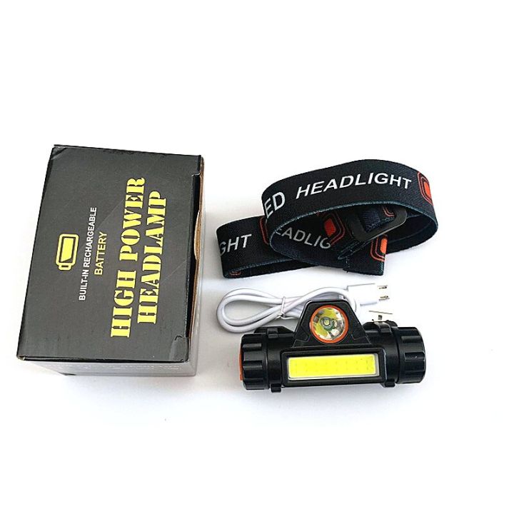 Mini High Power LED Headlamp Built-in Battery T6+COB USB Rechargeable ...