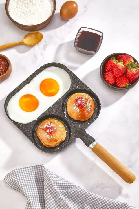 3 Burner 3 Compartment Multi-Purpose Omelette Pancake Ergonomic Pan | Daraz.pk