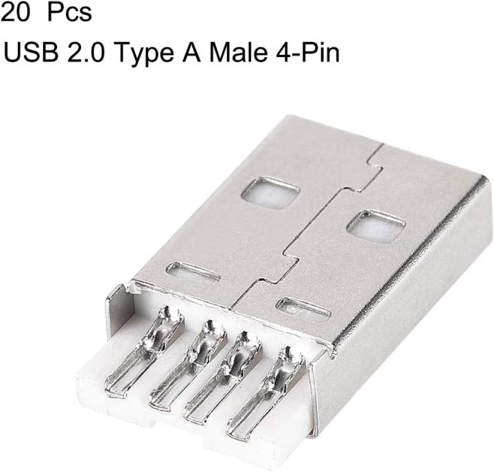 20PCS USB 2.0 Type A Male Socket Connector Jack Port, 4-Pin DIP 180 ...