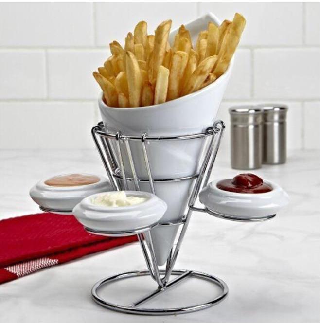 French Fries / Snacks Holder With Stand Best Dipping Cones French Fries ...