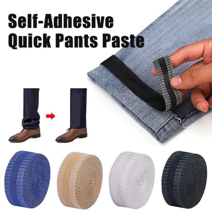 Durable Length Adjust Pants Edge Shorten Self-Adhesive Tape Quick Paste ...