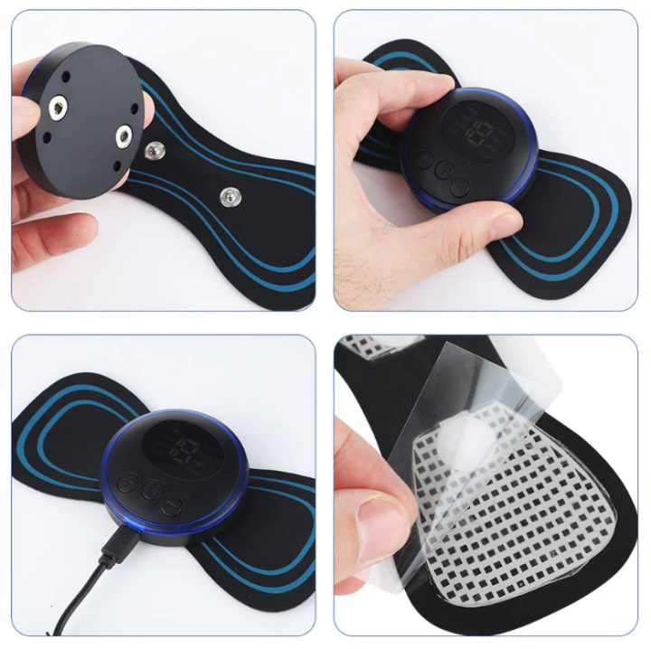 EMS Electric Pulse Neck Massager 8 Mode LCD Display Cervical Neck Back ...