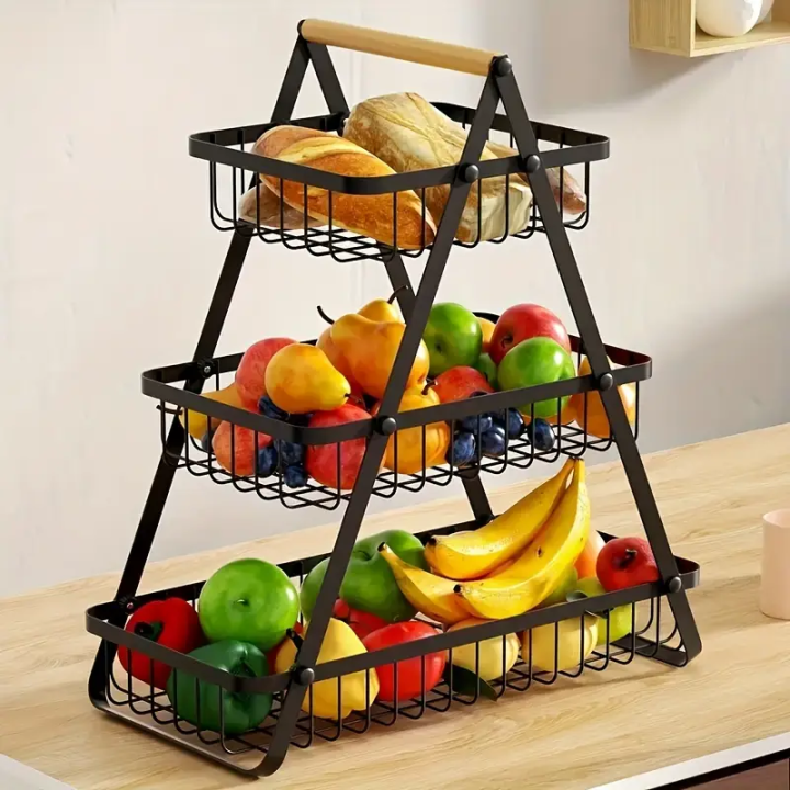 Fruit Vegetable Storage Iron Basket 3 Layer / Tier Kitchen Dinning ...