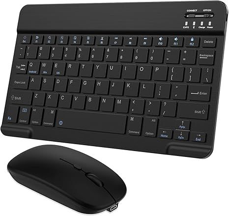 Bluetooth Wireless Mini Keyboard and Mouse Combo, Ultra-Slim ...