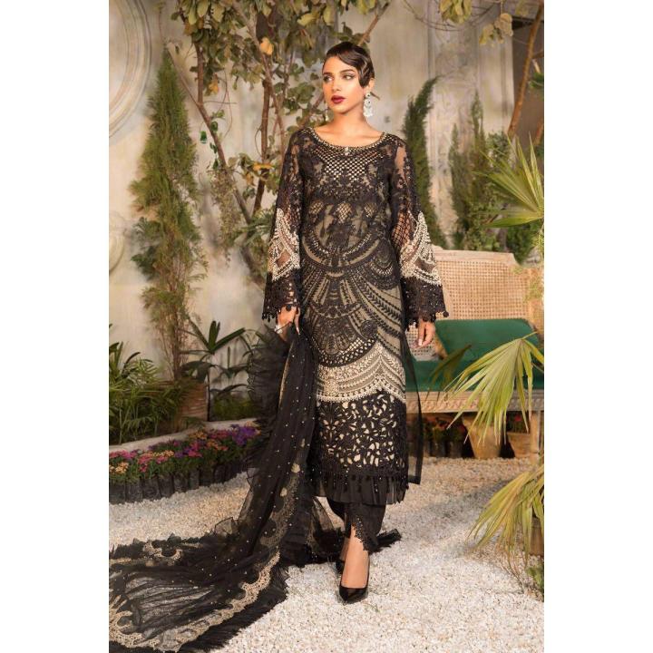 FULL HEAVY EMBROIDERED ORGANZA 3 PIECE UNSTICH SUIT WITH HANDWORK ...