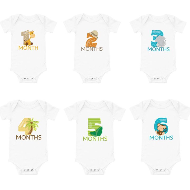 Baby Monthly Milestones Baby Romper Newborn Baby Clothes CKTD | Daraz.pk