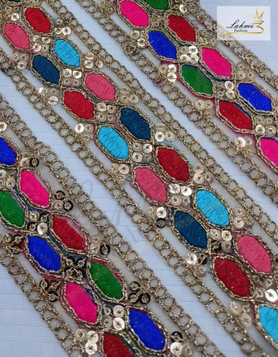 Lakme Fashion - 3 Yard/Gaz Lace Golden Sitara with Embroidery , Sequin ...