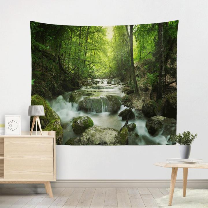 apestry Forest Background Landscape Mountain Waterfall Scenery Cloth e ...