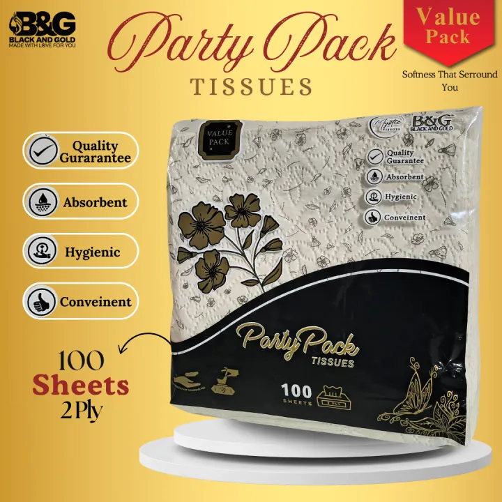 Party Pack Tissue - Tissue - Black & Gold White Party Pack Tissue ...