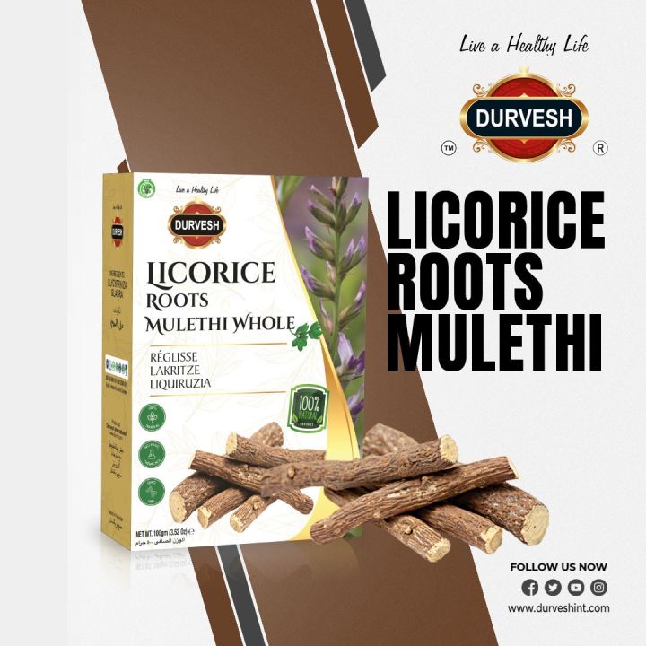DURVESH LICORICE ROOT MULETHI 100GM BOX LICORICE ROOT EXTRACT MULETHI ...