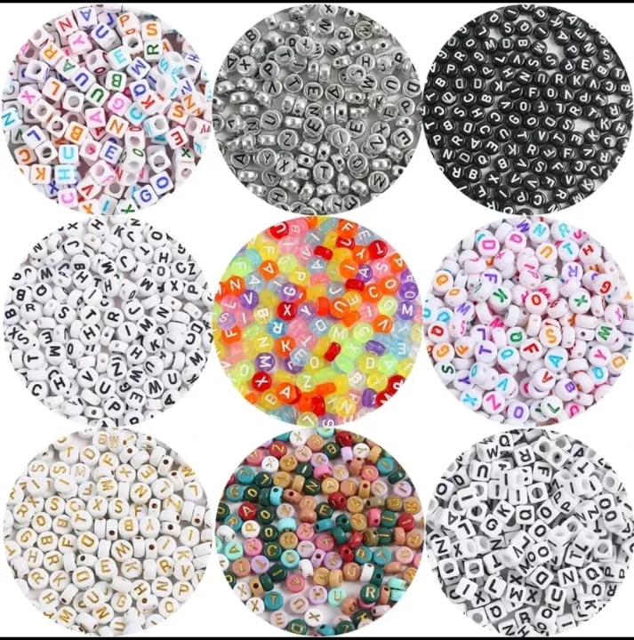 100 Pieces | Mixed Colored Alphabetical Beads | 10 mm | Used in Jewelry ...