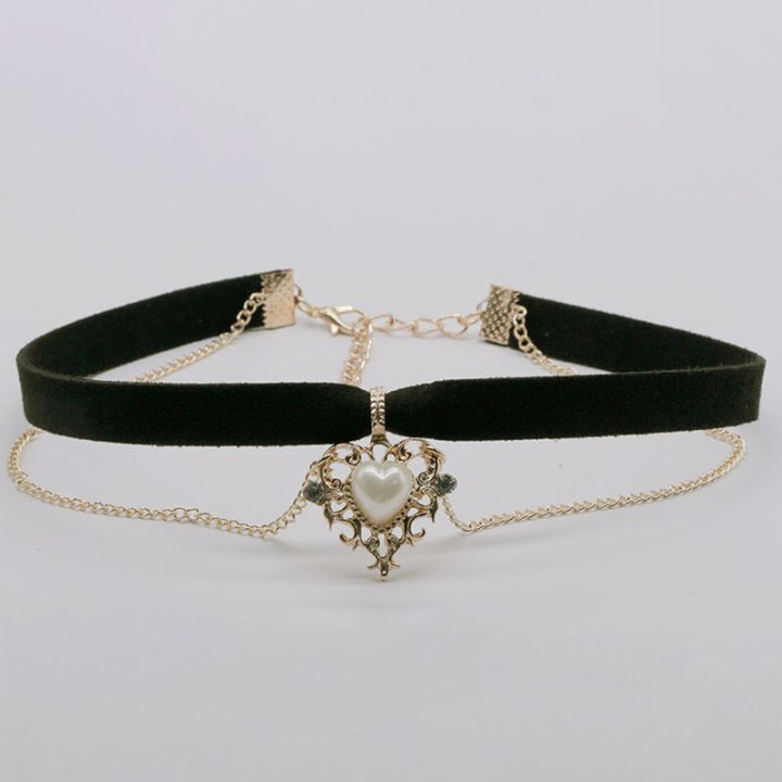 Vintage Velvet Black Choker Love Heart Pendant Necklace For Women Girls ...