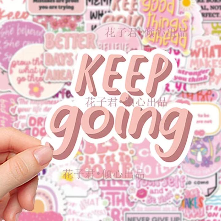 "50 Pcs Motivational Stickers for Girls – Stylish Pink-Themed Quotes ...
