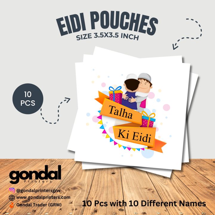 10pcs Customize Names Eidi Pouches/Envelopes for kids Eidi | Daraz.pk