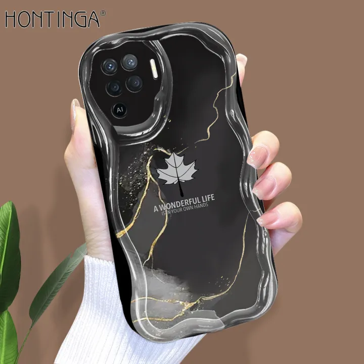 Hontinga for OPPO F19 Pro A94 Back Cover Maple Leaf Marble Cream ...