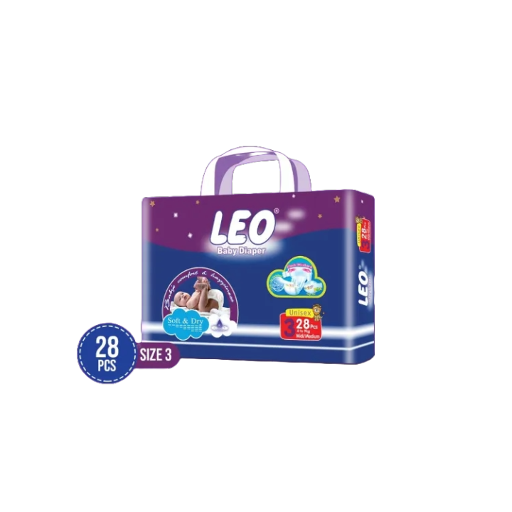 Leo Regular Pack Baby Diaper - Size 3, Medium - 28 Pcs | Daraz.pk