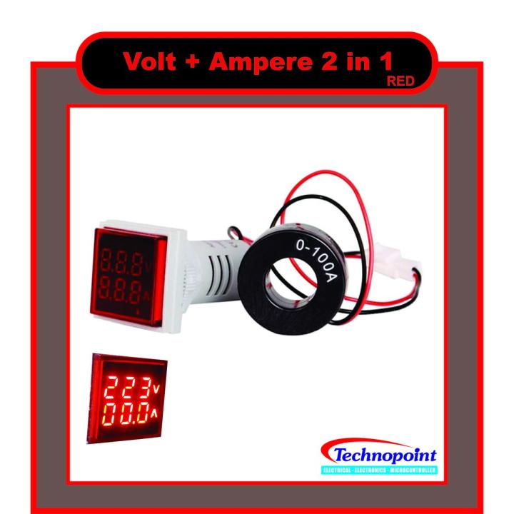 Digital Panel Light Ampere amp Volt Meter 0-100 Amp 2in1 light meter ...