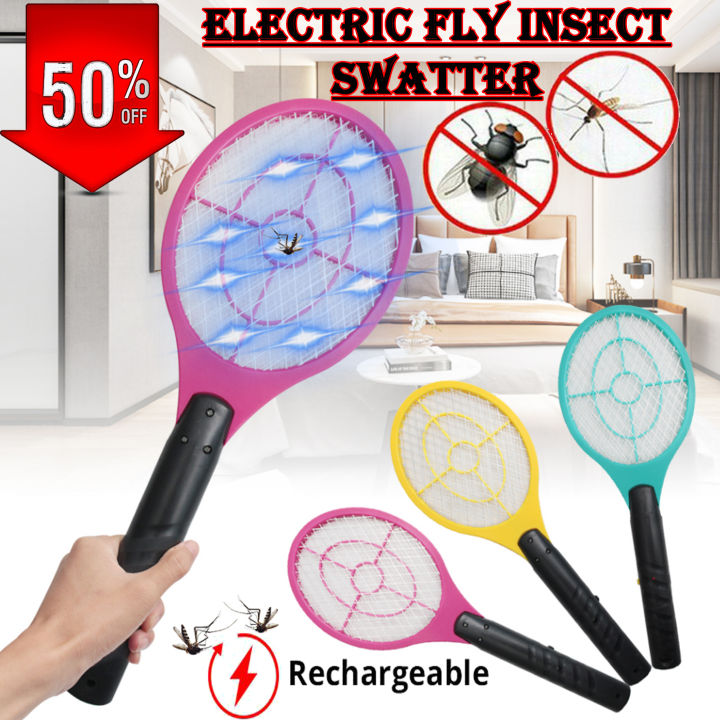 Rechargeable Electric Mosquito Killer Racket Chargeable Insect Fly ...