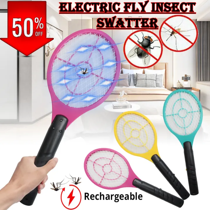 Rechargeable Electric Mosquito Killer Racket Chargeable Insect Fly ...