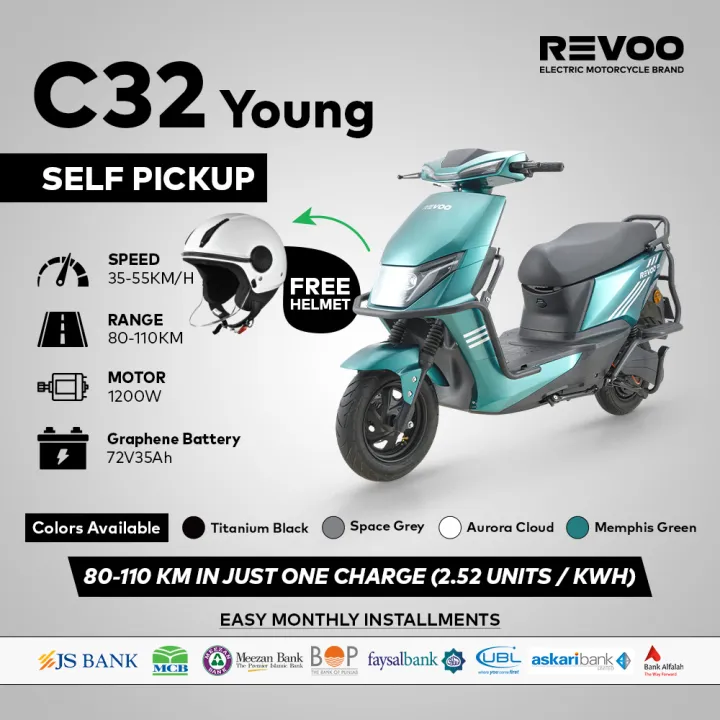 Revoo C32 Young Electric Scooter E-bike - Grey / Black / White / Green ...