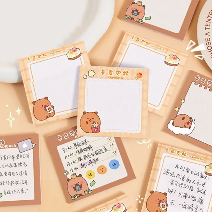 Cartoon Cute Capybara Sticky Note Self-adhesive N Times Capybara Memo ...