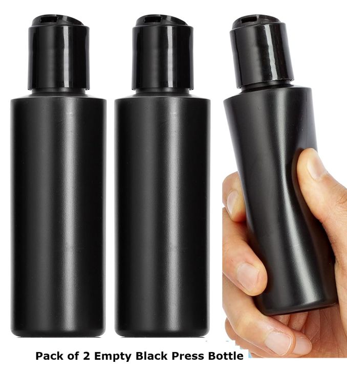 100ml Empty Plastic Bottles Press Push Bottle, Black Hair Oil Empty ...
