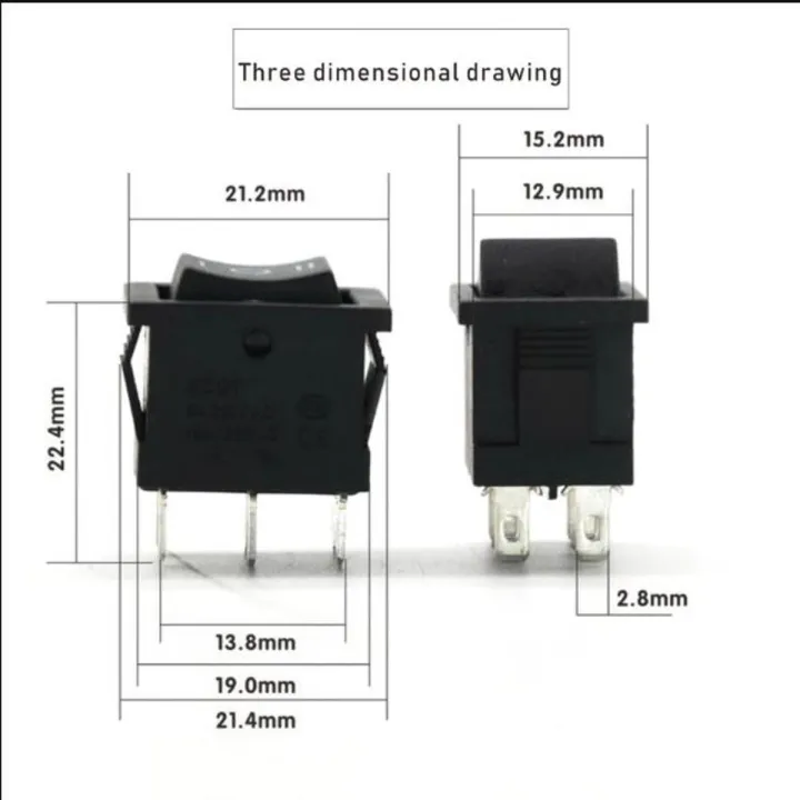 KCD1 Push Button Switch 15x21mm 2 /3 Pin SPST Mini switches 10A/125V 6A ...
