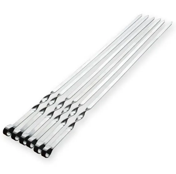 Stainless Steel BBQ Skewers 12 Inch – Reusable Flat Grill Sticks with ...